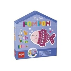Box Créative - My first Pompon - 6 animaux à décorer - Bleu - Apli pas cher
