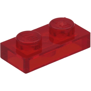 LEGO® 1x2 Plaque Trans Rouge (Trans Red) 100 pièces pas cher
