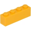 Lego® 100 pièces 3010 Brick 1x4 Part Basic Bricks 100 Clair Orange pas cher